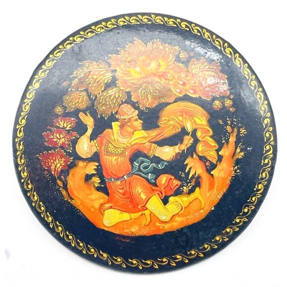 Unbranded | Jewelry | Vintage Russian Style Lacquer Brooch With Folk ...